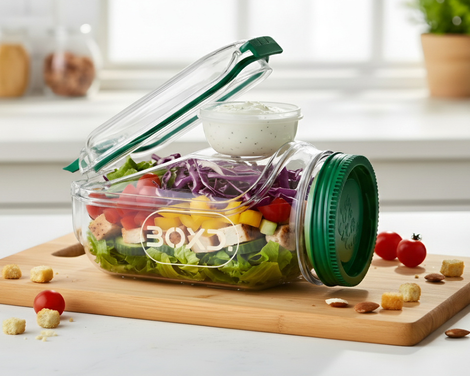 Salad Pod Mason Jar Side Open,Side Opening,Portable Salads Dressing ...